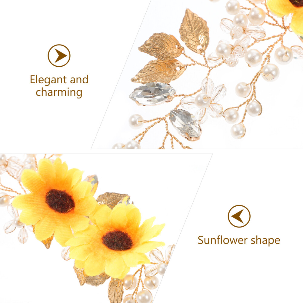 Sun Flower Headband Alloy Miss Bride Crown Bridal Headpieces for ...