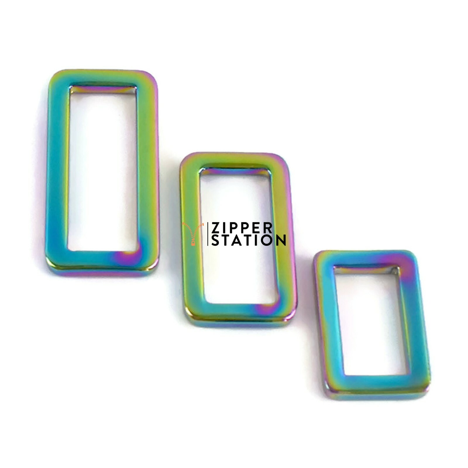 Rainbow Metal Rectangle D rings - Solid Cast loops for webbing - 18 to ...