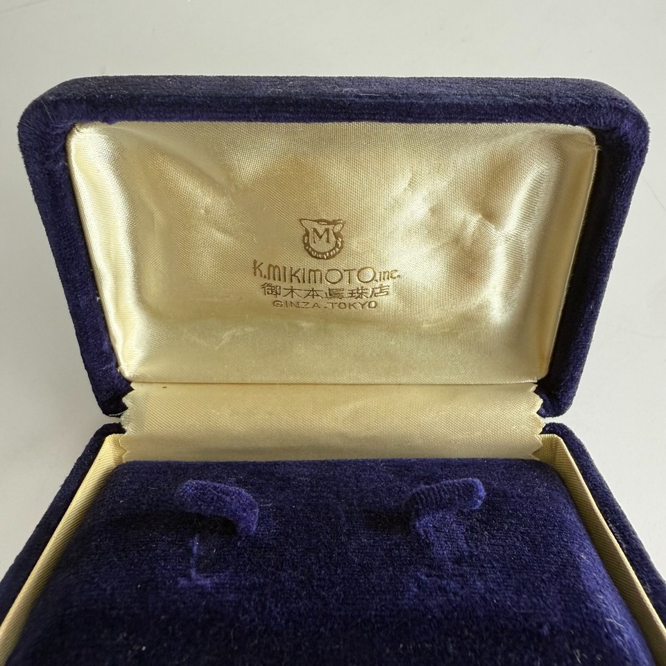 Mikimoto Pearl Jewelry Vintage Case Storage Dark Blue Box Empty Gift ...