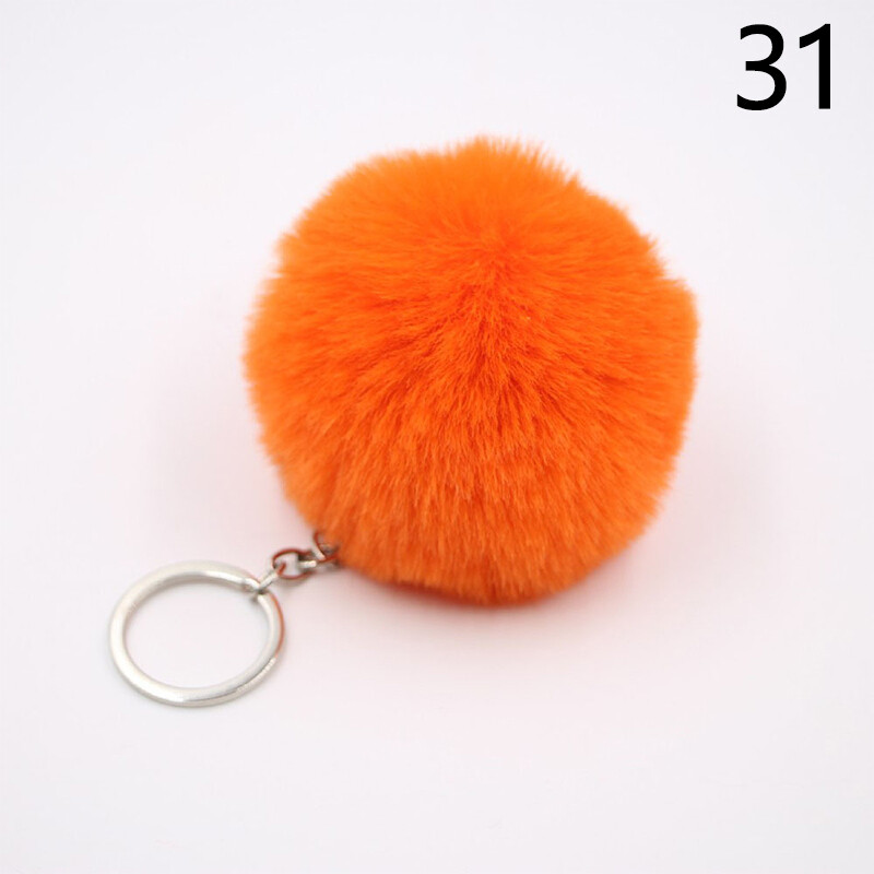 Soft Fur Fluffy Ball Keychain PomPom Key Chains Keyring Charms Handbag ...