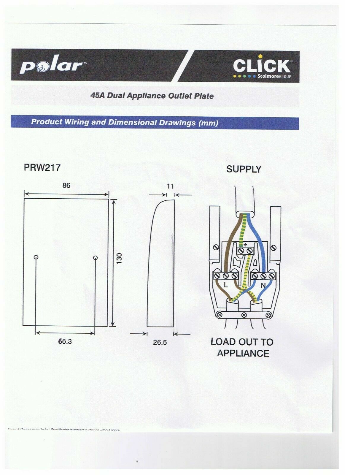 45amp 45A Cooker Connection Outlet Plate for Dual Double Appliance Hob ...