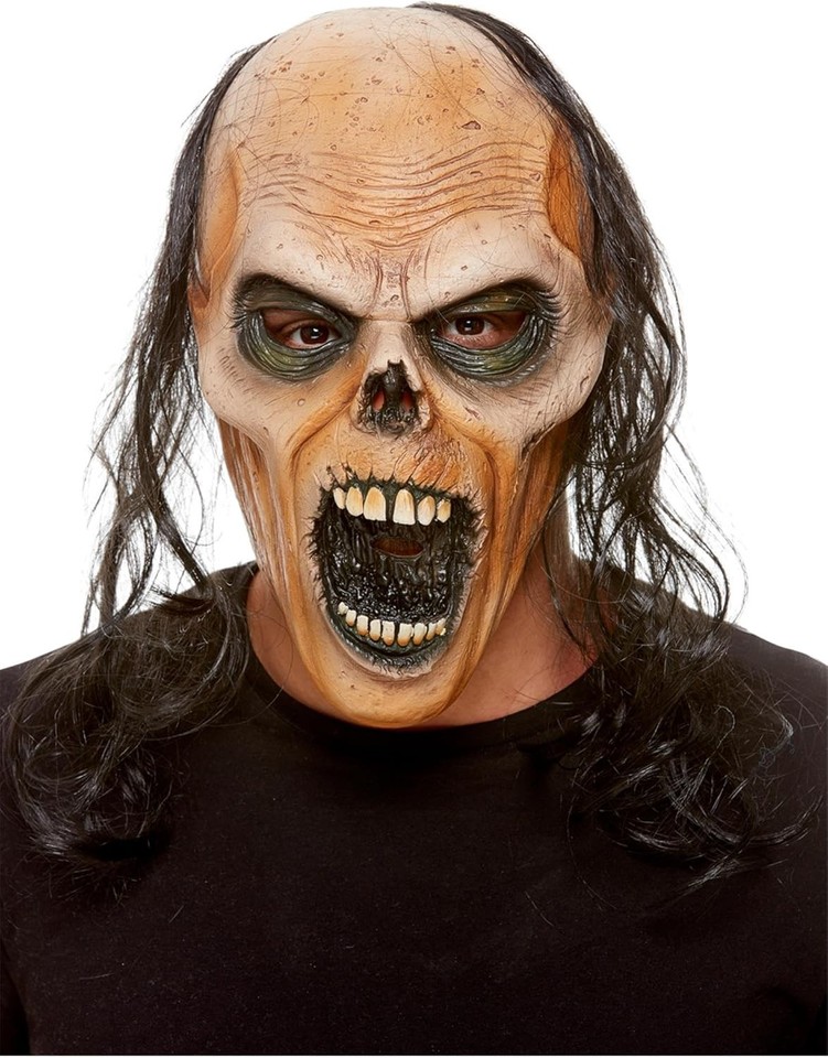 Smiffys Zombie Latex Mask, Brown, Halloween Zombie Alley Fancy Dress ...