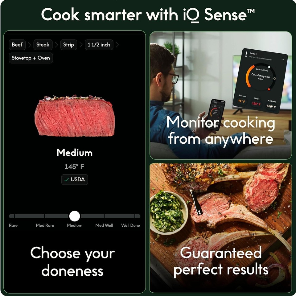 CHEF iQ Sense Smart Wireless Meat Thermometer with Ultra-Thin Probe ...