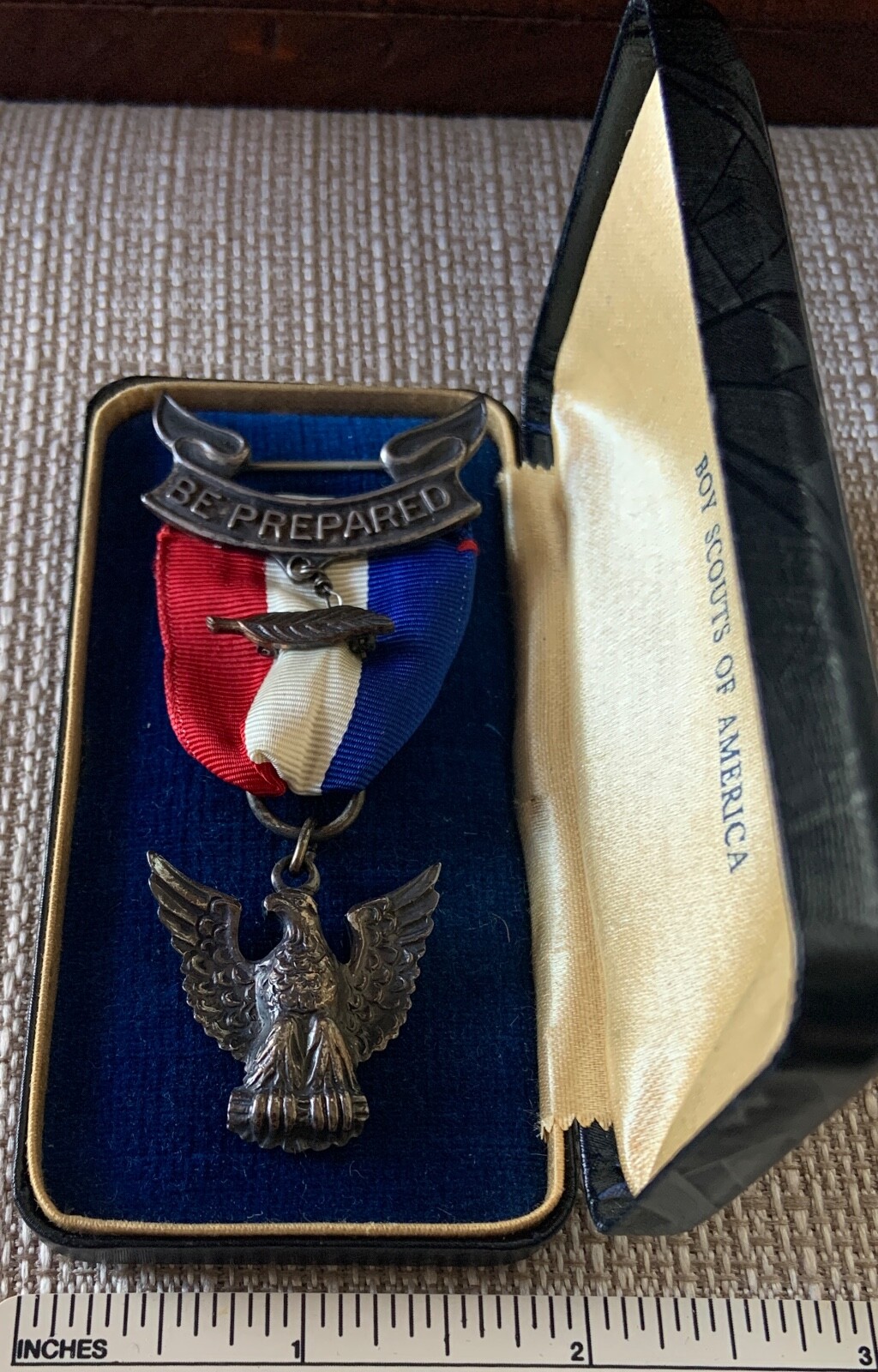 Vintage EAGLE SCOUT Rank MEDAL w/ PALM & CASE BSA Scouting Award Badge ...