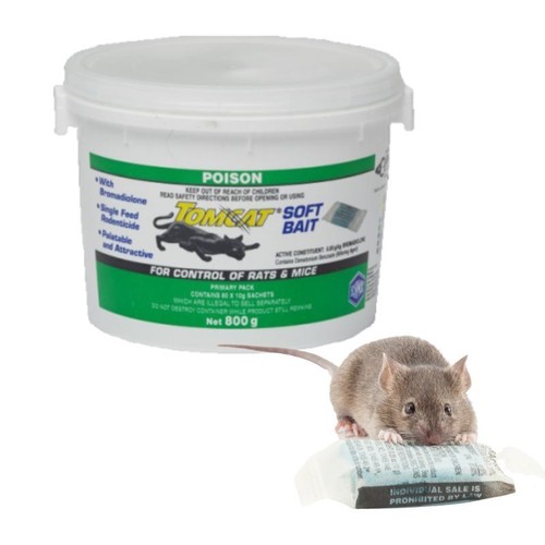 TOMCAT SOFT BAIT 800g Sachets Rat Mouse Mice Palatable Oil & Fats Based ...