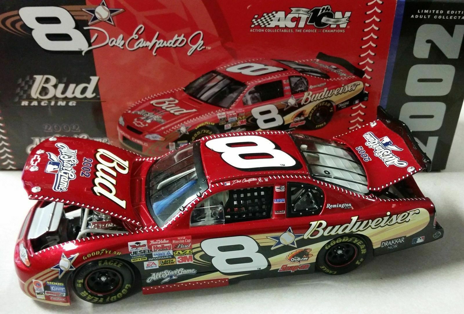 DALE EARNHARDT JR 2002 MLB ALL-STAR GAME BUD 1/24 ACTION DIECAST CAR 1/ ...