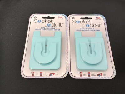 Socket Lock-it Adhesive Card Holder & Phone Grip Holder Set of 2 Teal ...