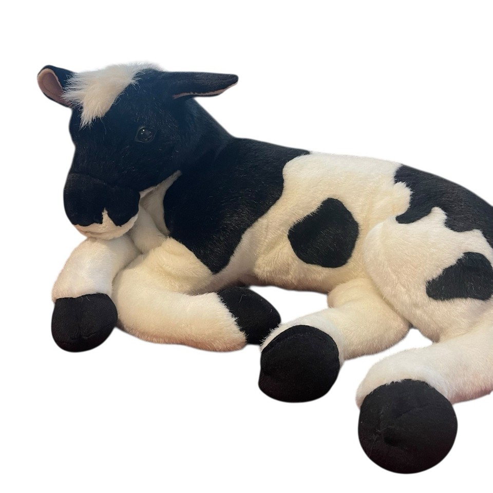 Hugfun Cow Calf black White cow 28" Plush Stuffed animal Toy | eBay