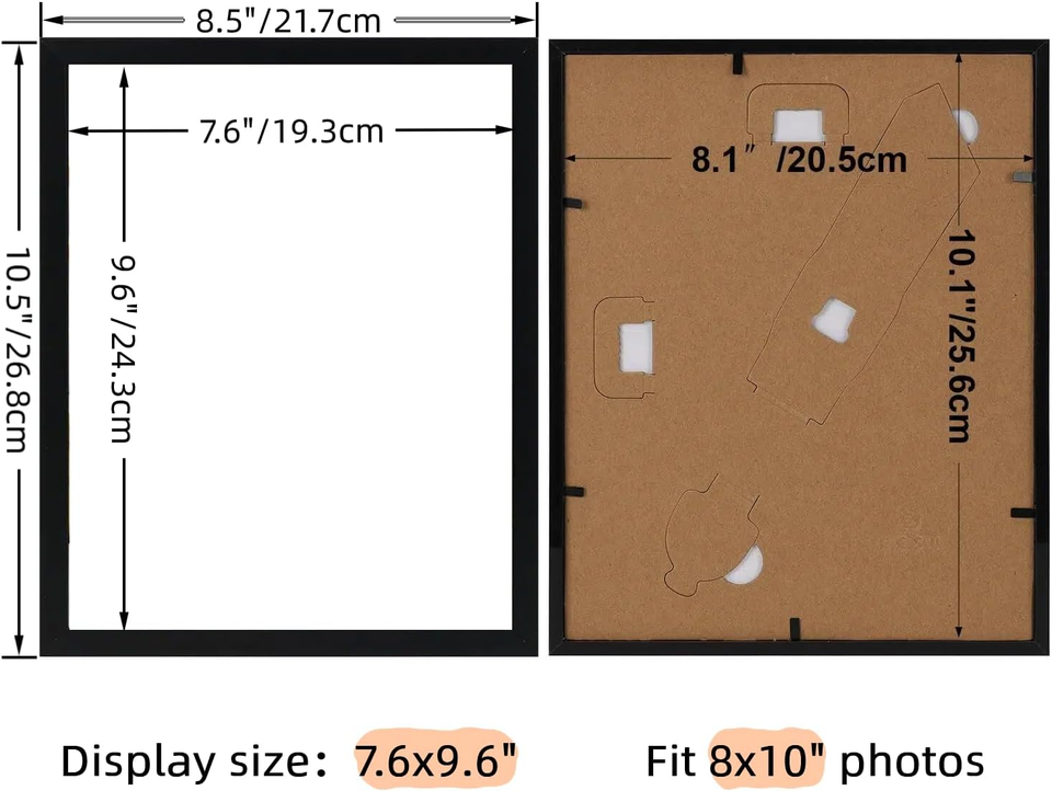 8x10 Black Picture Frames Set of 16 Lightweight Wall Tabletop Display ...