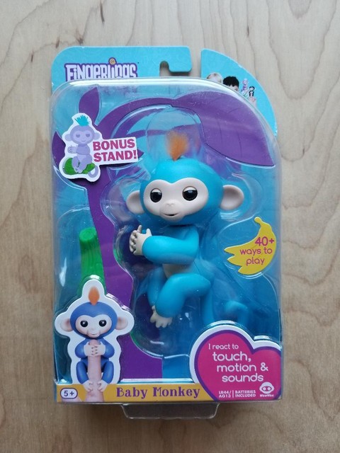 WowWee Fingerlings Boris Baby Monkey Interactive Toy Blue 100 Authentic ...