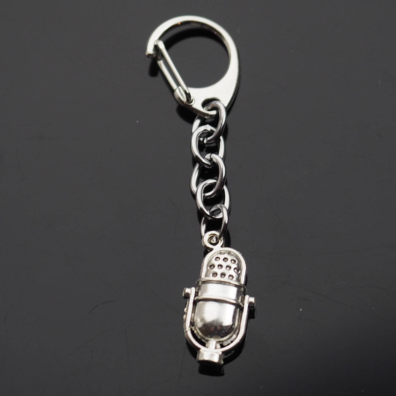 Microphone Pendant Keychain Music Singer Talk Show Radio Clip On Key ...
