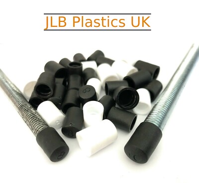 Plastic Stud Threaded Bar Protection Cap Covers, Black & White, M8 ...