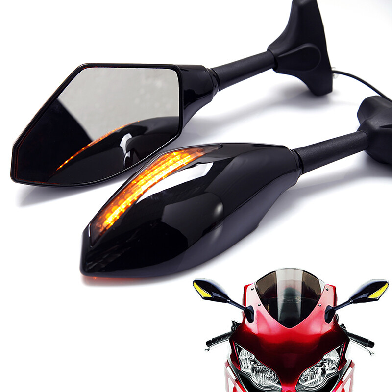 MOTORCYCLE LED TURN SIGNALS REARVIEW MIRRORS For Yamaha FZ6R 2009 2010 ...