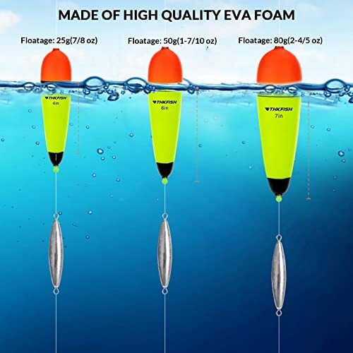 THKFISH Slip Bobbers Floats EVA-Slider-Bobbers Slip Floatage-1-7/10oz ...