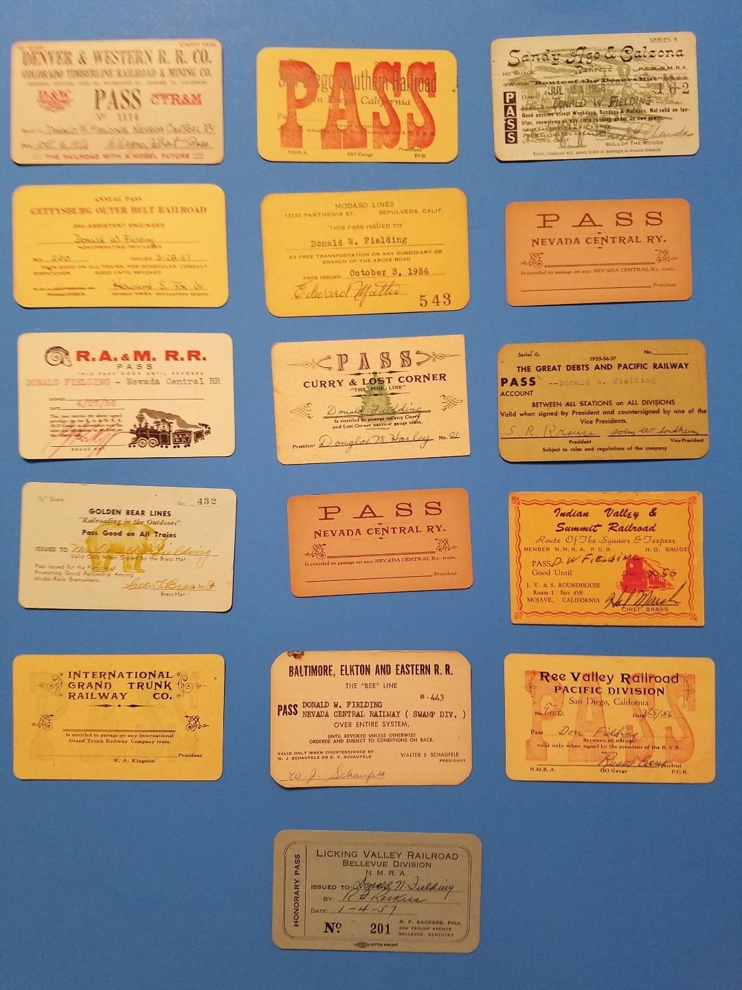 Vintage Model Railroad Passes Lot Of 16 1950's | eBay