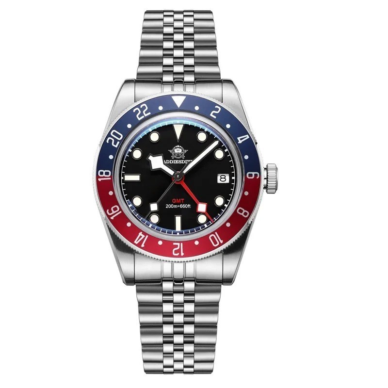 39MM ADDIESDIVE GMT Quartz Watch Mens Luxury 200M Waterproof Stainless ...