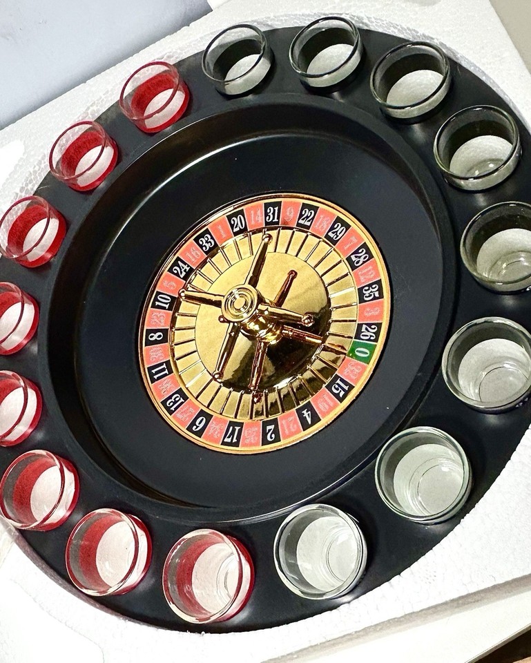 Crystal Clear Game Night Roulette Drinking Game Shot Glass Set 19pc w ...