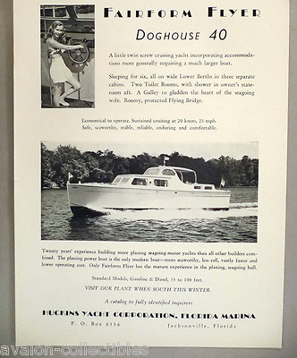 Huckins Yacht PRINT AD - 1948 ~~ Doghouse 40 Fairform Flyer Boat | eBay