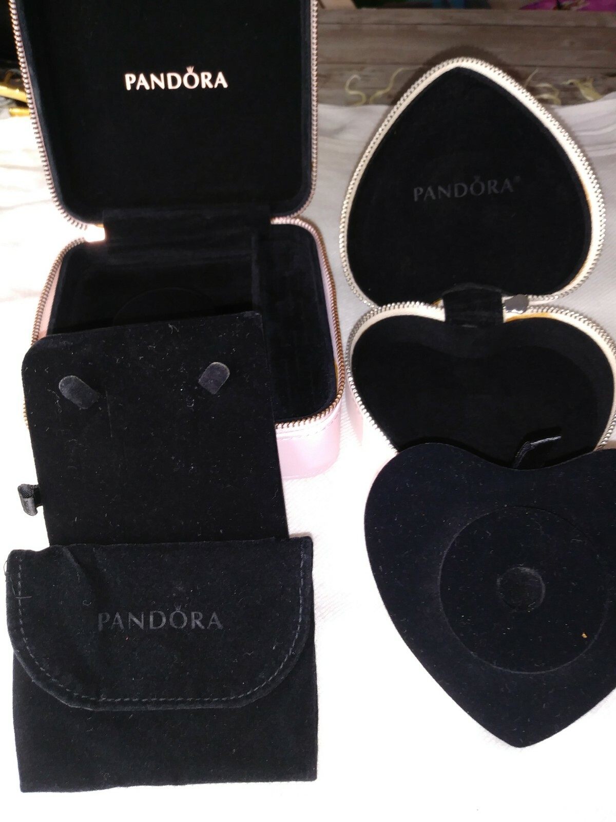 Lot Of 2 Pink Pandora Jewelry Travel Holder Zipper Box | eBay