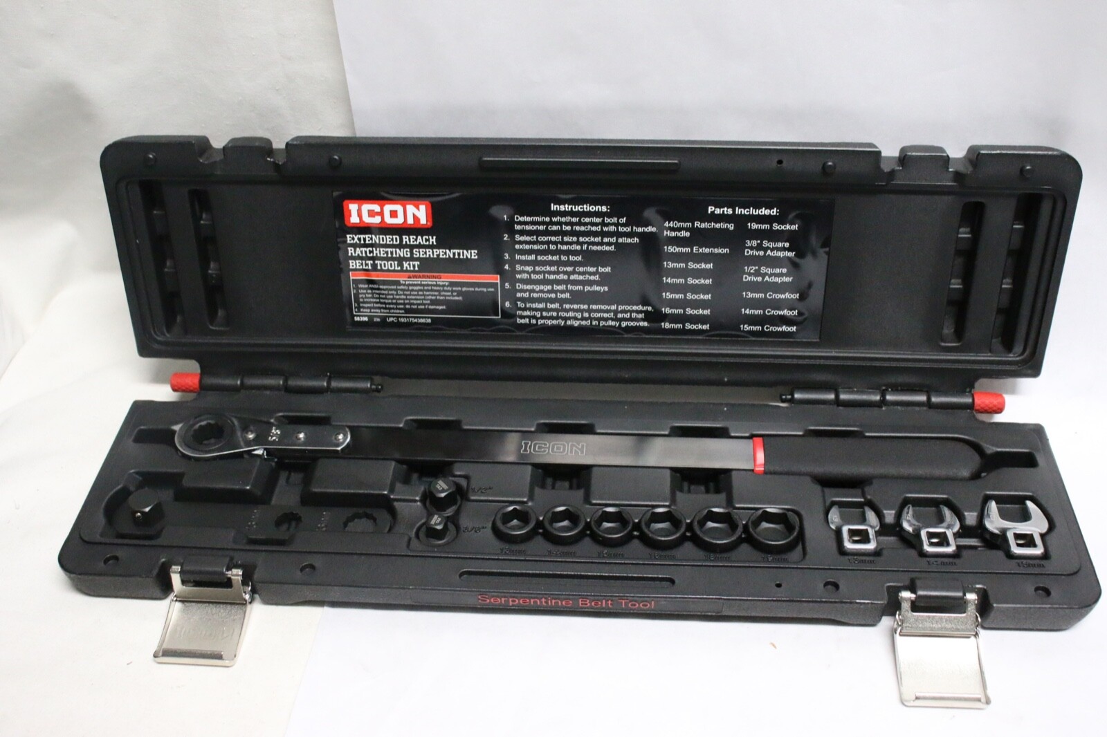 icon Professional Ratcheting 13 pc Serpentine Belt Tool Kit 17-1/2 in ...