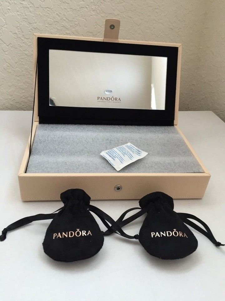 100% Authentic Pandora Leather Jewelry Box w/ Mirror, and 2 Pandora ...