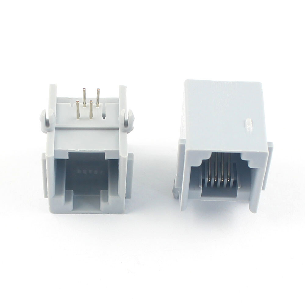 100Pcs RJ11 Plastic 6P4C 4 Pin Telephone Female Socket Connector Board ...