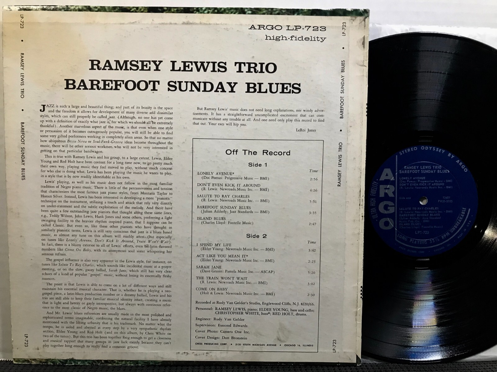 RAMSEY LEWIS TRIO Barefoot Sunday Blues LP ARGO LPS-723 STEREO DG 1963 ...