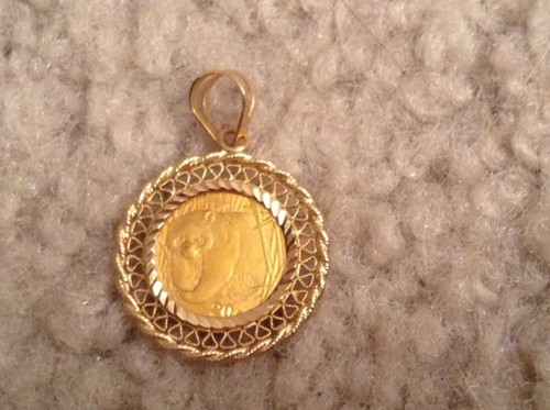 24K CHINESE PANDA BEAR COIN SET IN 14K SOLID GOLD COIN CHARM PENDANT | eBay