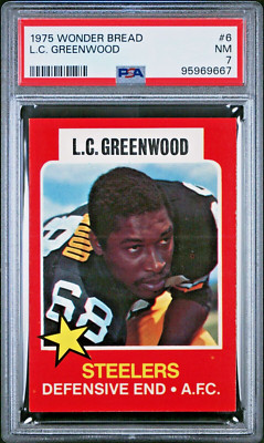 L.C. GREENWOOD Pittsburgh Steelers 1975 Wonder Bread #6 PSA 7 NM Pop 10 ...