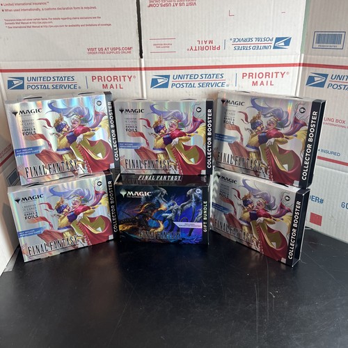 MTG Magic Final Fantasy Omega Collectors Booster x5 & Gift Bundle ...