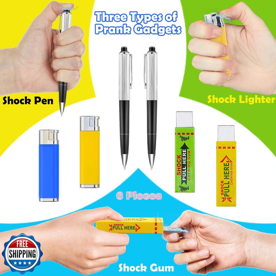 6 PCS Prank Toys, Fun Electric Shock Toys Such as pens, lighters, and ...