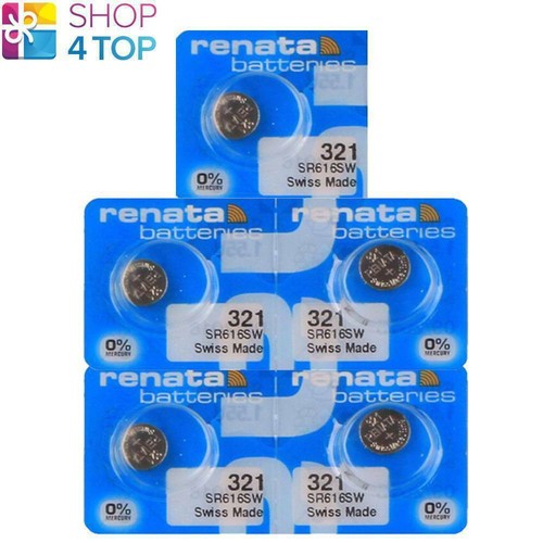5 RENATA 321 SR616SW BATTERIES SILVER 1.55V SR65 WATCH SWISS MADE EXP ...