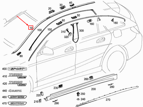 MERCEDES-BENZ CLA C117 Déflecteur d'eau de toit droit A1176901600 NEUF ...
