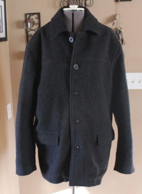 CHAPS Mens Black Wool Blend Button Front Winter Coat size Medium | eBay