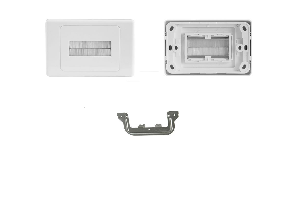Bristle Brush Cable Management Wall Plate GPO White + Wall Bracket | eBay
