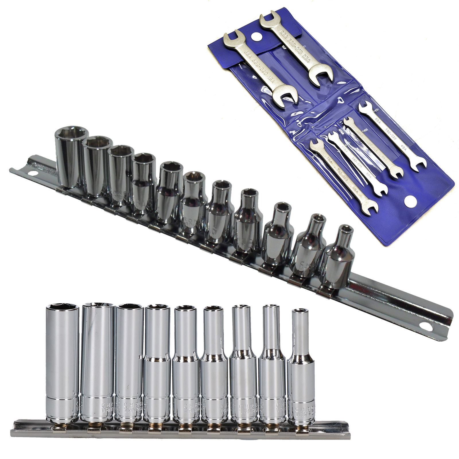 1/4" Drive 20pc Shallow Deep BA Sockets And 12pc Spanners 0BA - 11BA ...