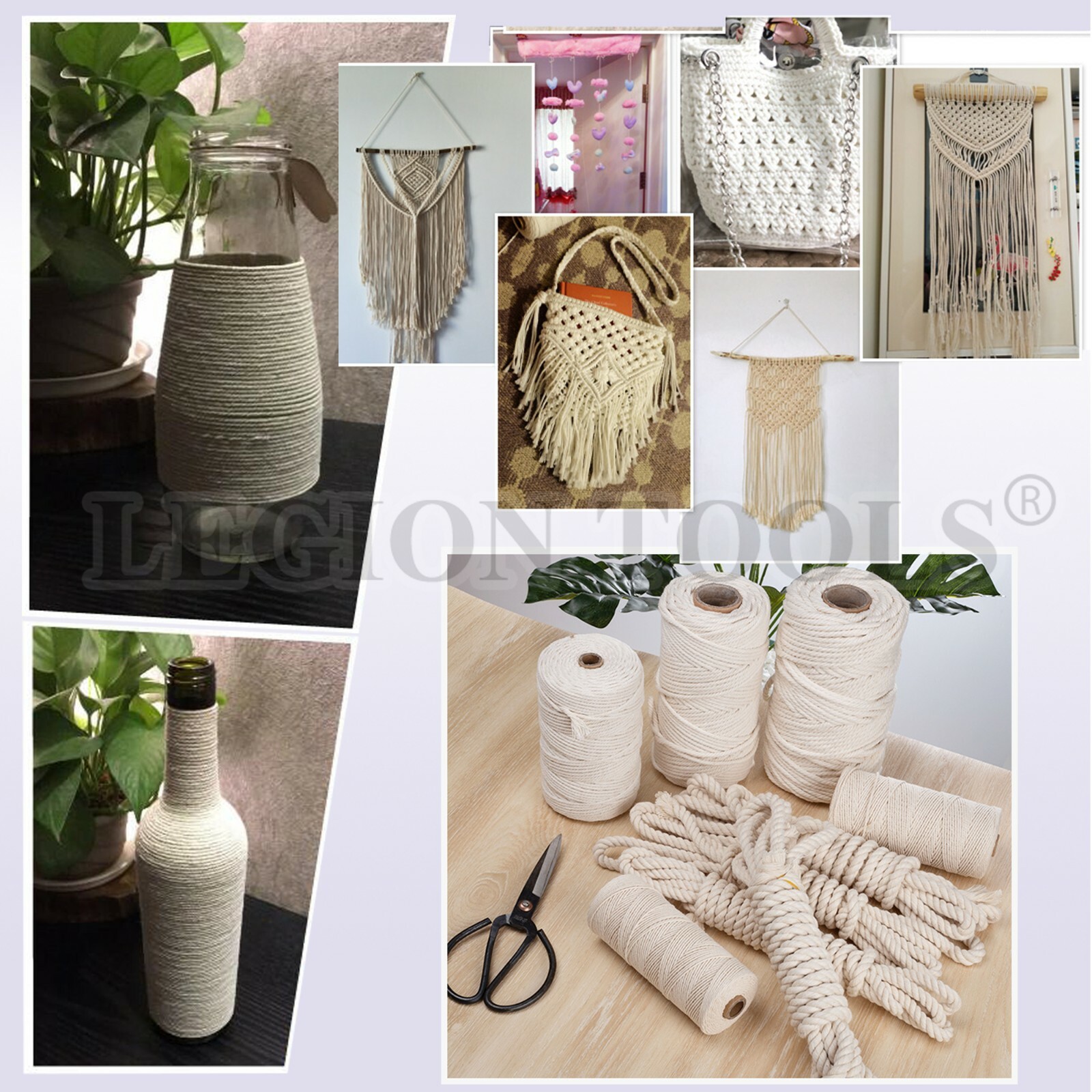 2/3/4mm Natural Cotton Rope Cord Twine Braided Rope Cord Hand Craft ...