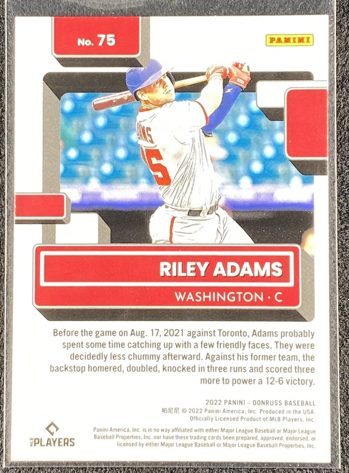 2022 Donruss Baseball Riley Adams Rated Rookie #75 Washington Nationals ...