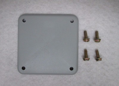 Square Electrical Cover Plate 3 3/8 w/ 4 Thread Screws Grey Plastic ...