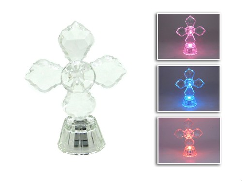 Crystal Glass Cross With RGB Led Light Holy Land Jerusalem | eBay