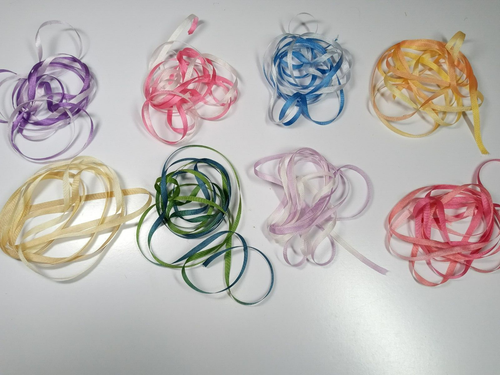 Silk Embroidery Ribbon 4mm Variegated -Lot of 8 Pieces-Each Piece 2 ...