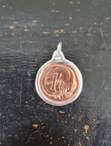 AUSTRALIAN ONE CENT COPPER COIN set in Sterling Silver Handmade Bezel ...