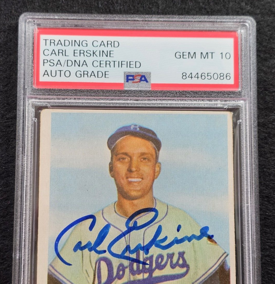 Rare 1954 CARL ERSKINE Signed Bowman-Brooklyn Dodgers-PSA 10 Auto | eBay