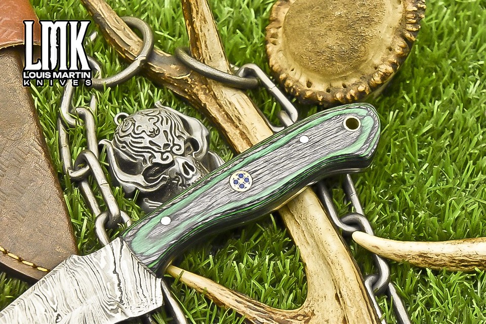 LMK Hand Crafted Full Tang Knife Twist Damascus Hard Wood Survival ...