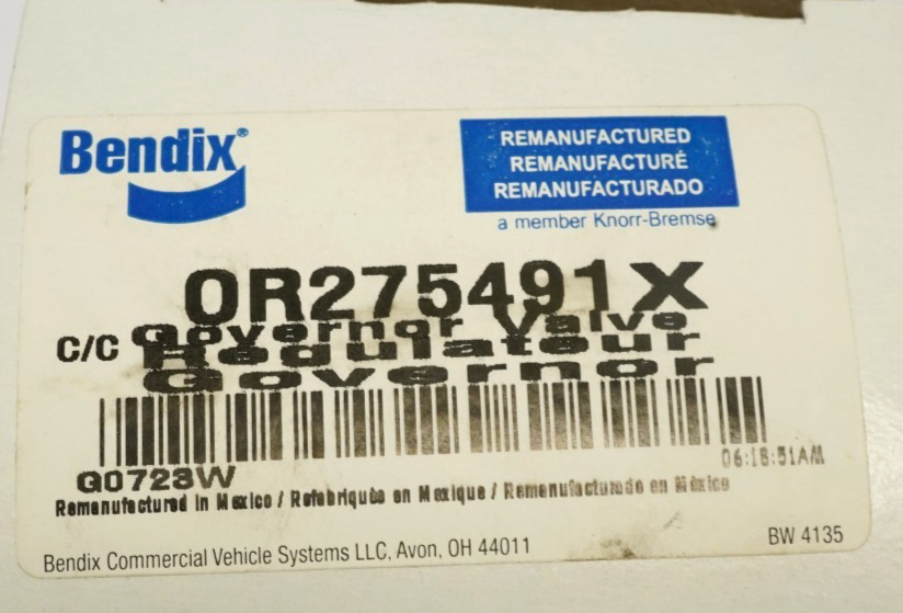 Bendix 275491 D-2 Reman Air Governor Valve Coreless Part# OR275491X | eBay