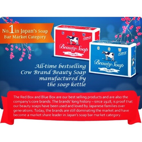 Bath and Body Soap Cow Brand Milk Beauty Red Blue Box Bar Japan ...