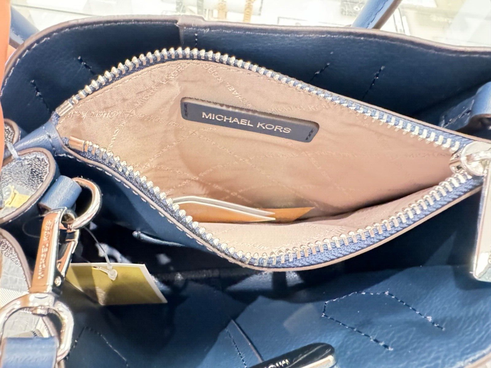 MICHAEL KORS MERCER MD SATCHEL SHOULDER MESSENGER BAG MK NAVY MULTI ...