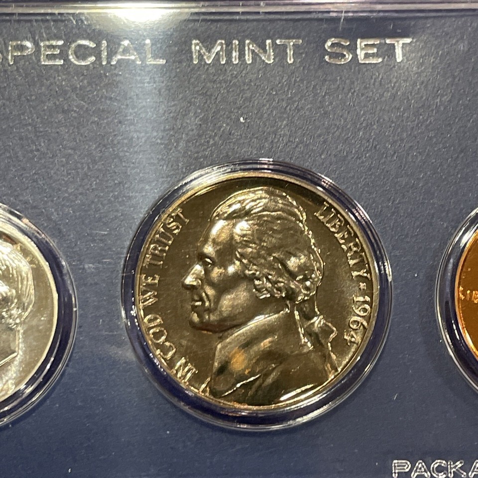 US MINT COIN SET 1964-P 90% SILVER Double Struck Gem Luster With CASE ...