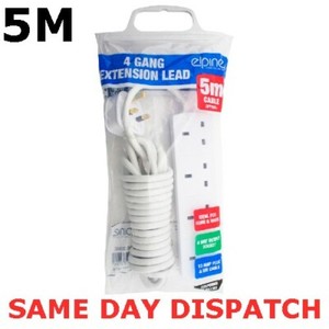 4 WAY 4 GANG EXTENSION LEAD EXTENTION LEAD 4 SOCKETS/GANG 13A PLUG - 5 ...