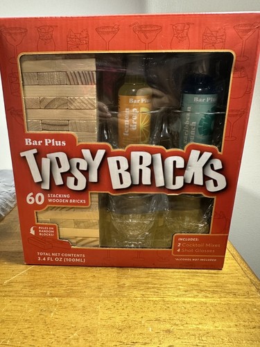 Tipsy Bricks Drinking Game Wooden Stacking Blocks & 4 Shot Glasses Party Present | eBay
